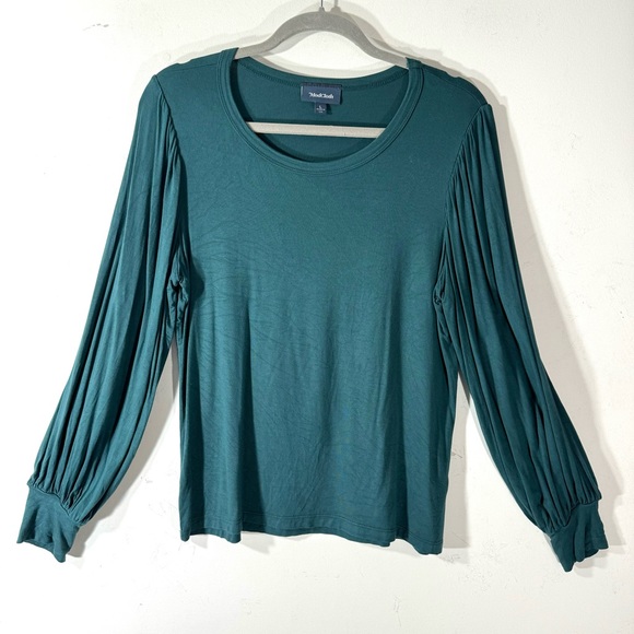 Modcloth | Tops | Modcloth Long Balloon Sleeve Green Top | Poshmark